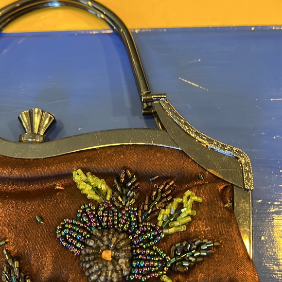 Bags | Gorgeous Roaring 2s Style Beaded Purse Brown Pink Sequins Flower ...